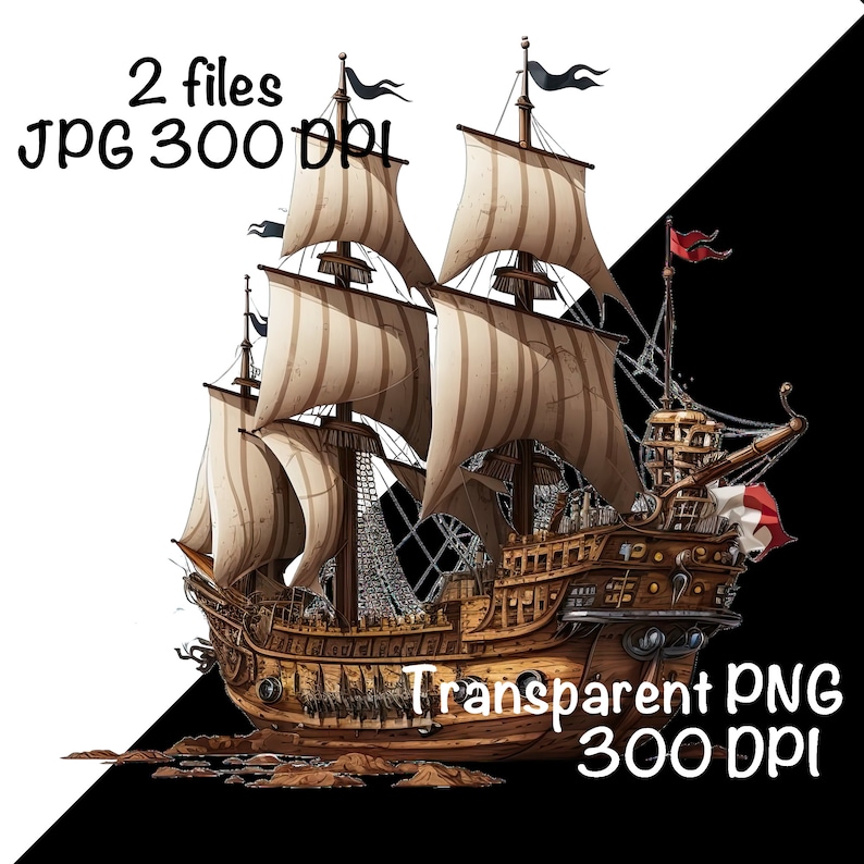 Pirate Ship Clipart Pirate Ship PNG Pirate Digital Clip Art - Etsy