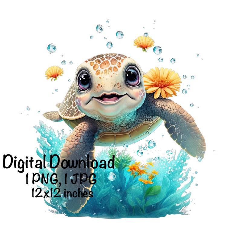Sea Turtle Cute Sea Turtle Clipart Ocean Animals Sea Turtle - Etsy