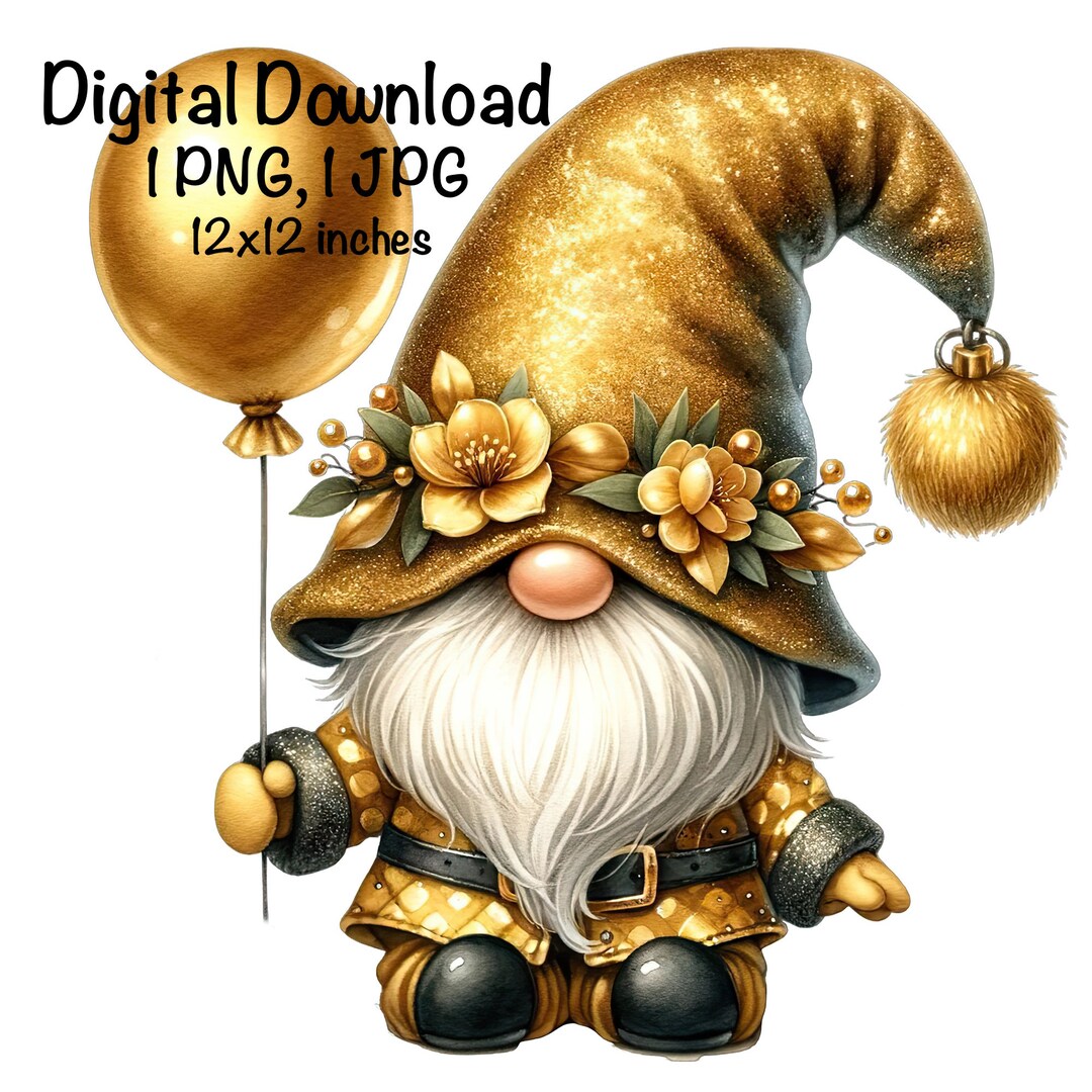 New Year Gnome PNG, New Years Eve Party Gnome Clipart Commercial Use ...