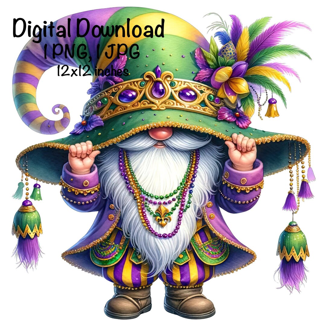 Mardi Gras Gnome PNG, Festival Party Gnome Clipart Commercial Use Mardi ...