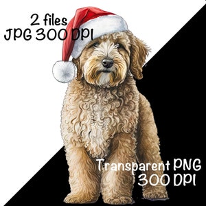 Christmas Golden Doodle Clipart Doodle Dog Christmas Holiday Santa Hat ...
