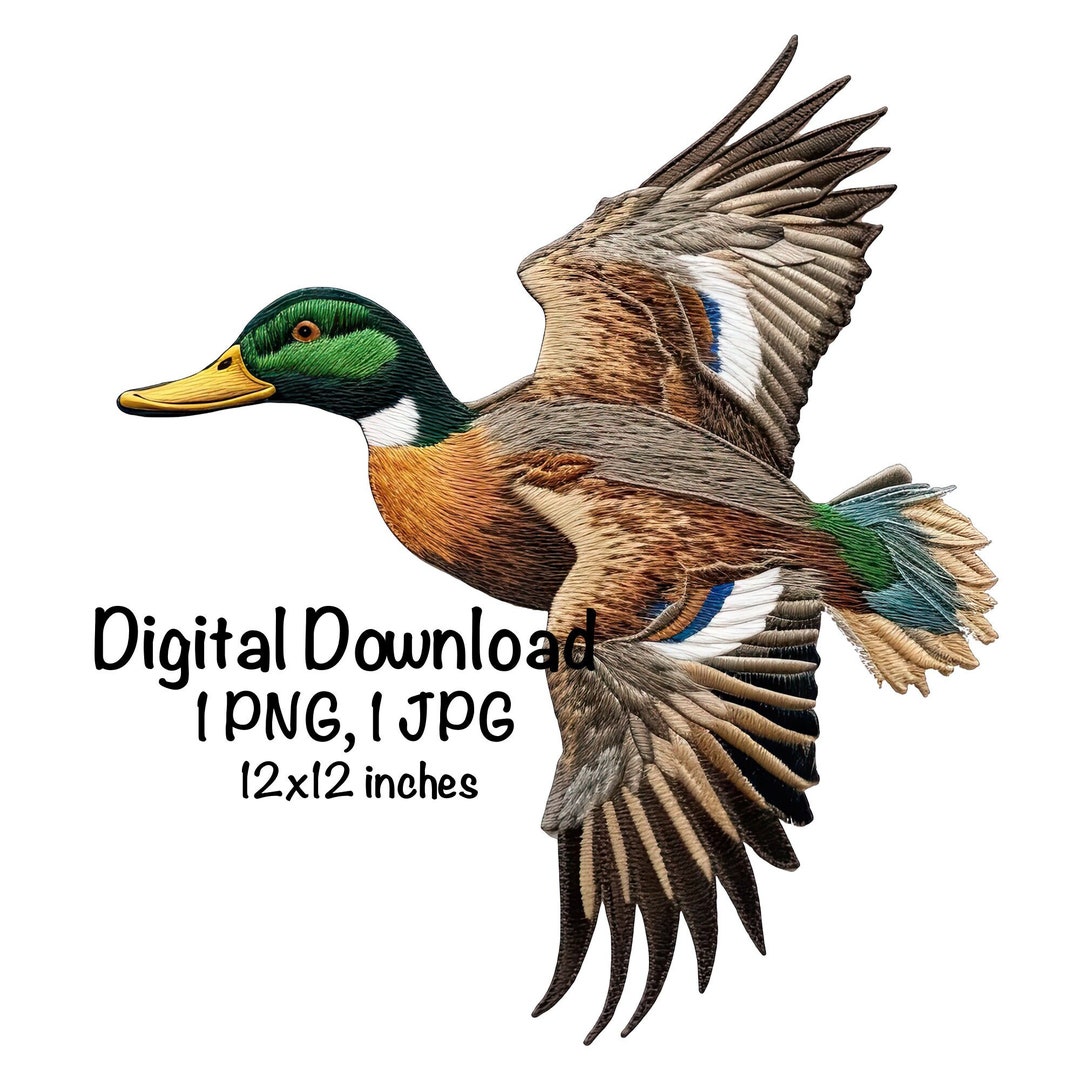 Mallard Duck Embroidery PNG Wild Duck Clipart Wall Art Mallard Duck PNG ...