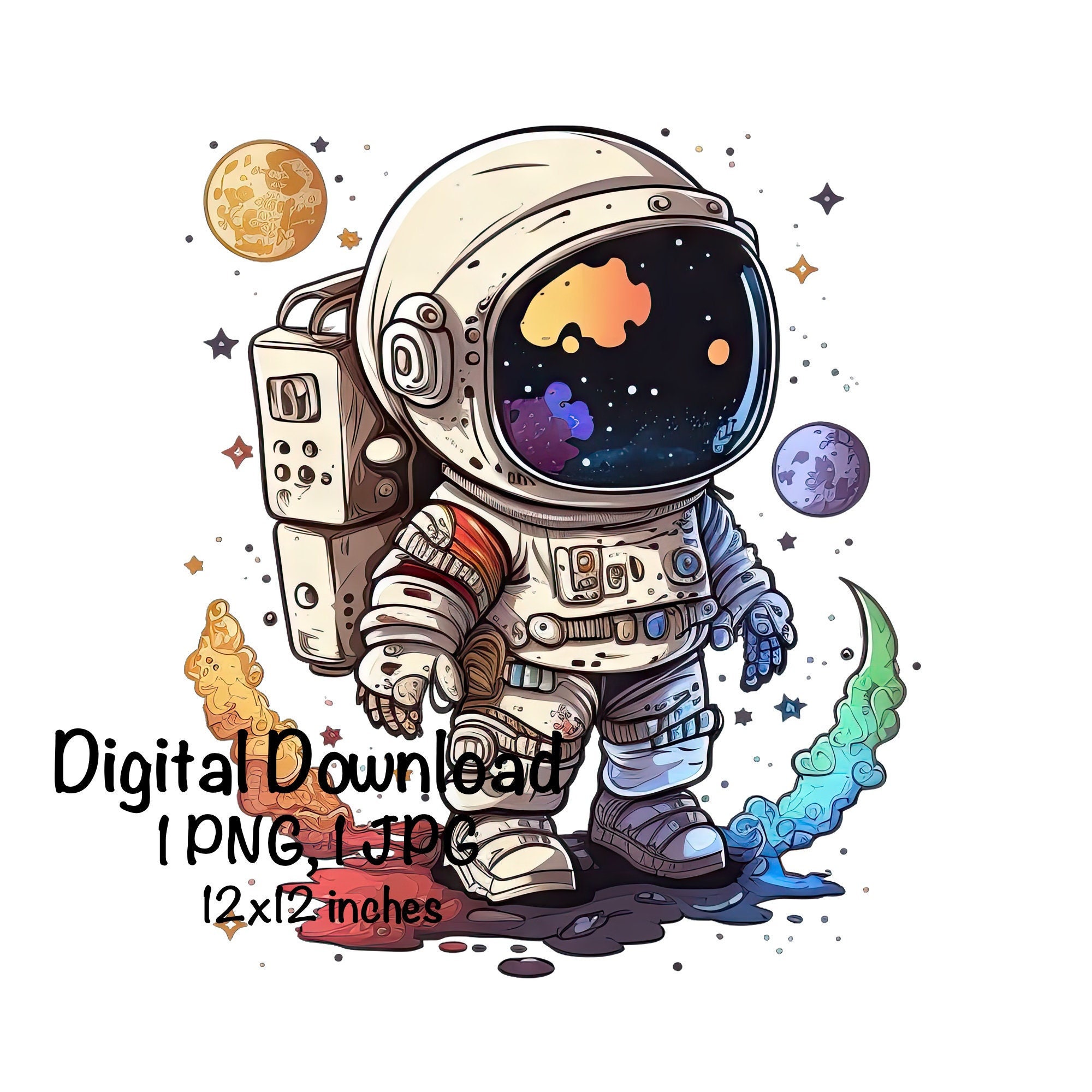 Space Astronaut Watercolor Clipart Outer Space Planets Astronaut PNG ...