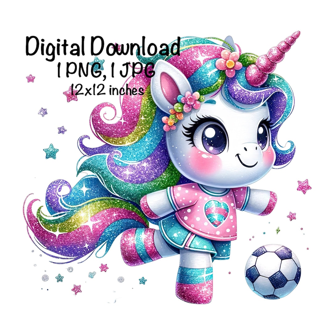 Soccer Unicorn PNG Sparkly Unicorn Magical Animals PNG Soccer Mom ...