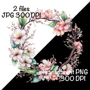 Beautiful Cherry Blossom Wreath Watercolor Clipart Flowers Wreath PNG ...