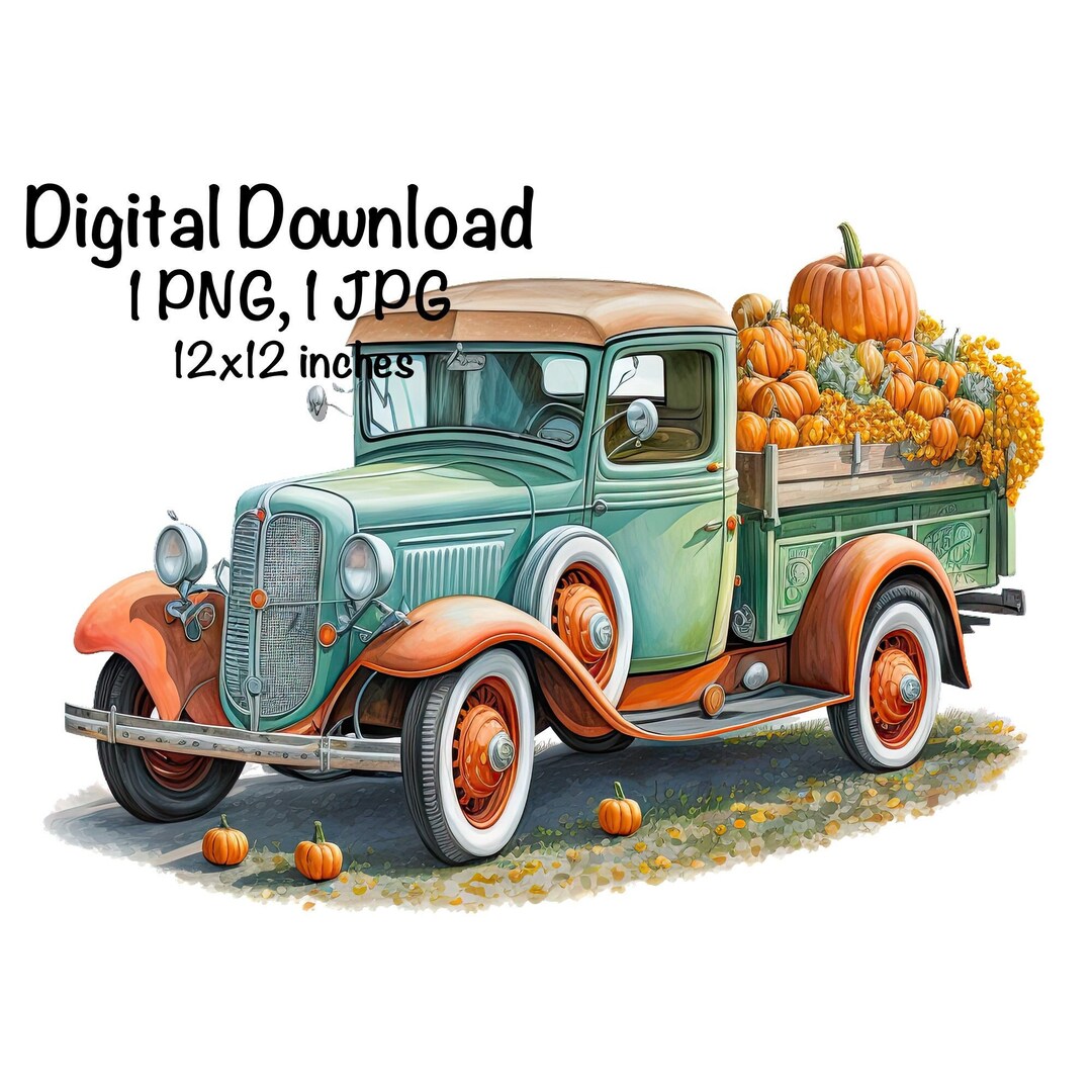 Old Retro Farm Truck Pumpkins Rustic Truck Country Sublimation Old Farm ...