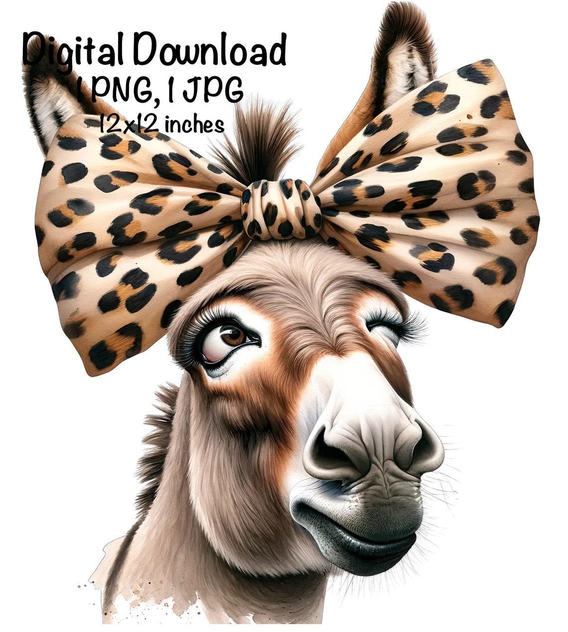 Funny Donkey PNG Leopard Bow Cute Donkey Sublimation Farm PNG ...