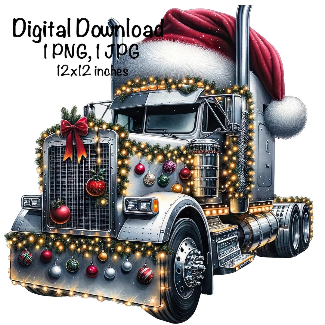 Merry Christmas Flatbed Truck PNG Reindeer Truck Boys Clipart Santa ...