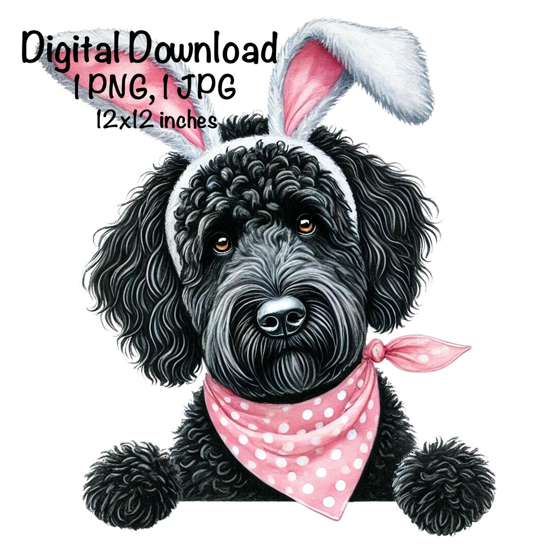 Easter Goldendoodle Puppy PNG Easter Egg Hunt Day Black Doodle Dog ...