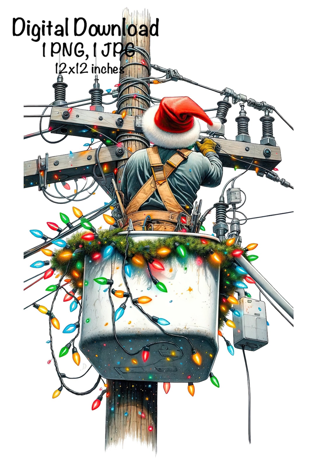 Merry Christmas Lineman PNG Watercolor Lineman Electrician Worker Boys ...
