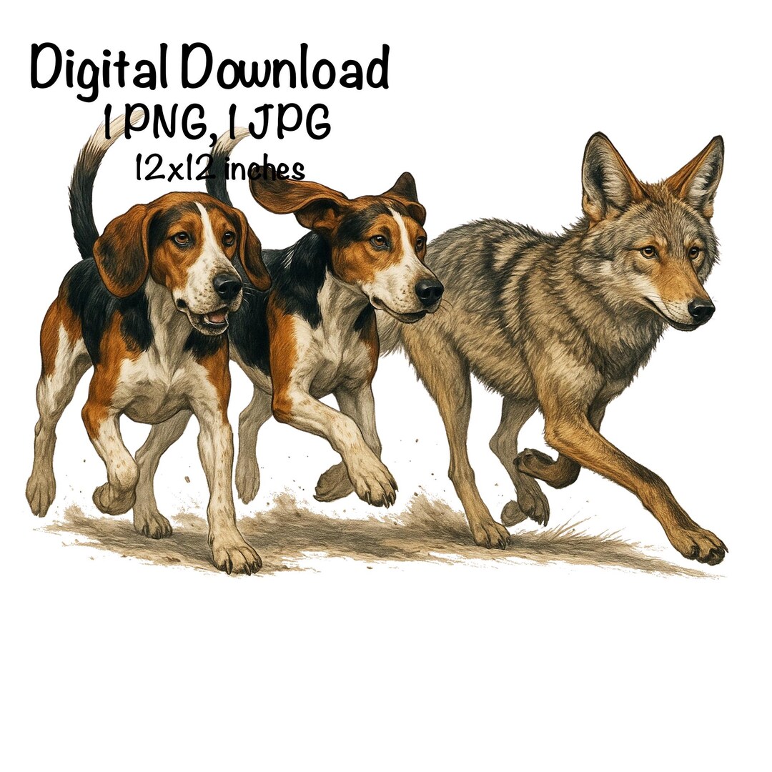 Hound Dogs Hunting Dog PNG, Coyote Hunting Sublimation, Fox Hounds Dog ...