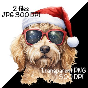 Christmas Golden Doodle Clipart Doodle Dog Christmas Holiday Santa Hat ...
