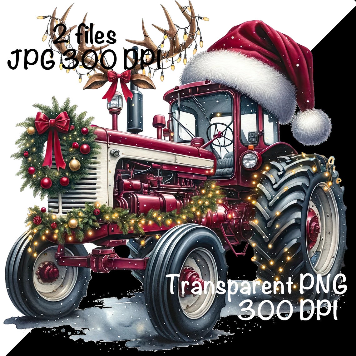 Merry Christmas Farm Tractor PNG Reindeer Tractor Farm Vehicle Boys ...