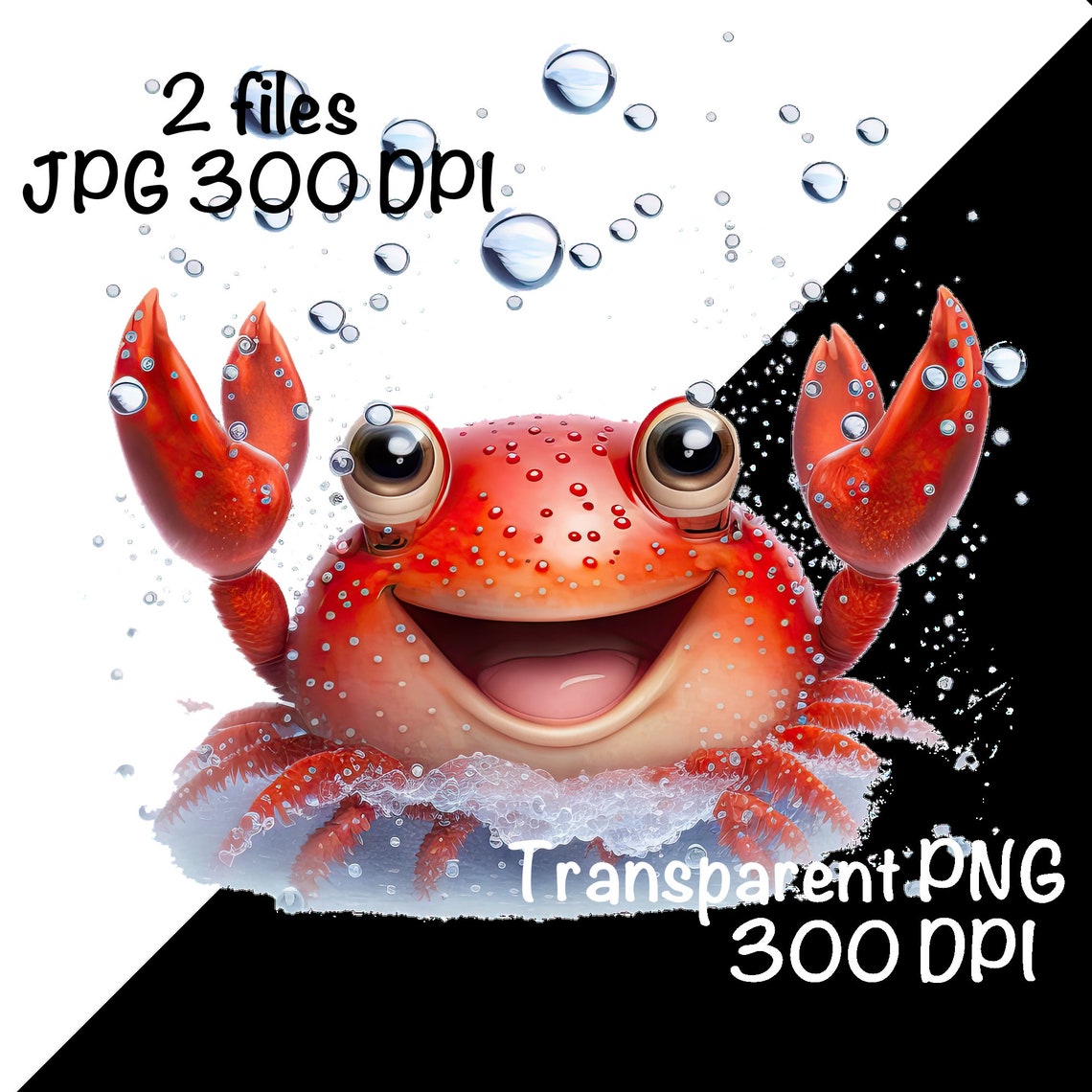 Cute Crab PNG Clipart Ocean Animals Sea Crab PNG Adorable - Etsy