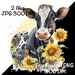 Dairy Milk Cow Watercolor Clipart Highland Cow Sunflowers Flowers PNG ...