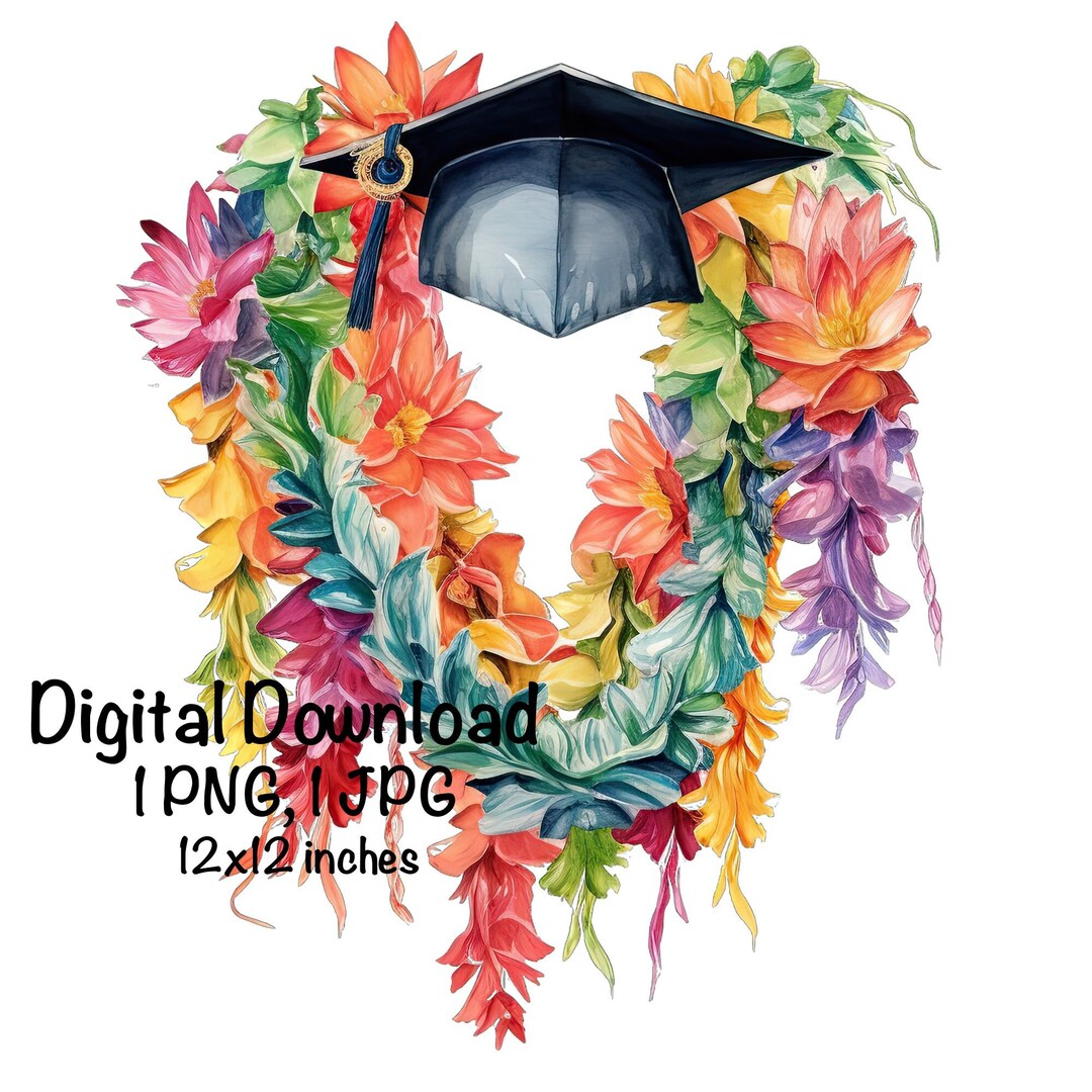 Graduation Cap Watercolor College High School Graduation PNG Leis ...