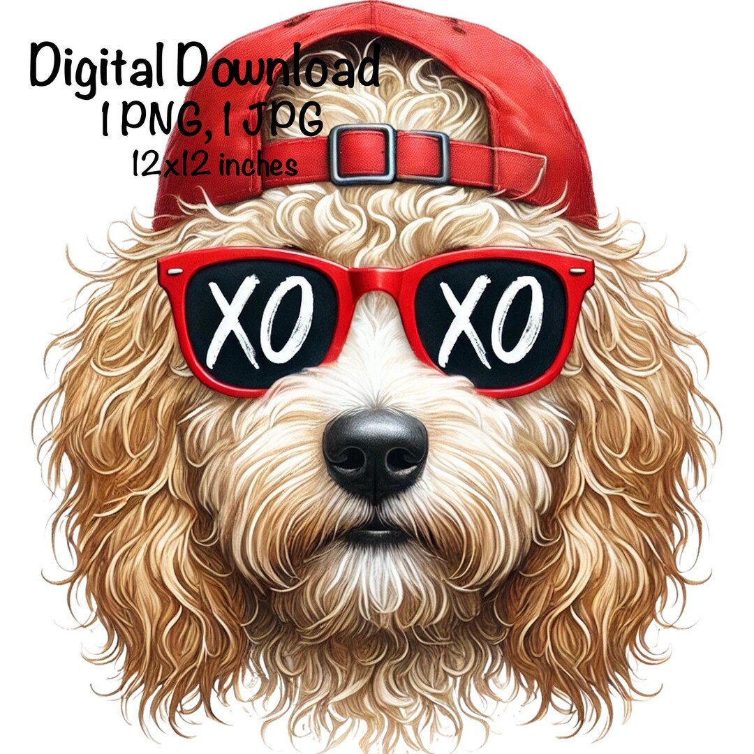 Valentine's Goldendoodle Dog PNG, Valentine's Day Goldendoodle Dog Red ...