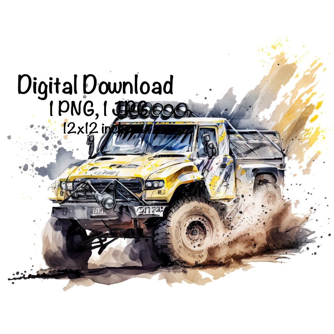 Offroad Truck Watercolor Monster Truck Boys Clipart Off-road Racing ...