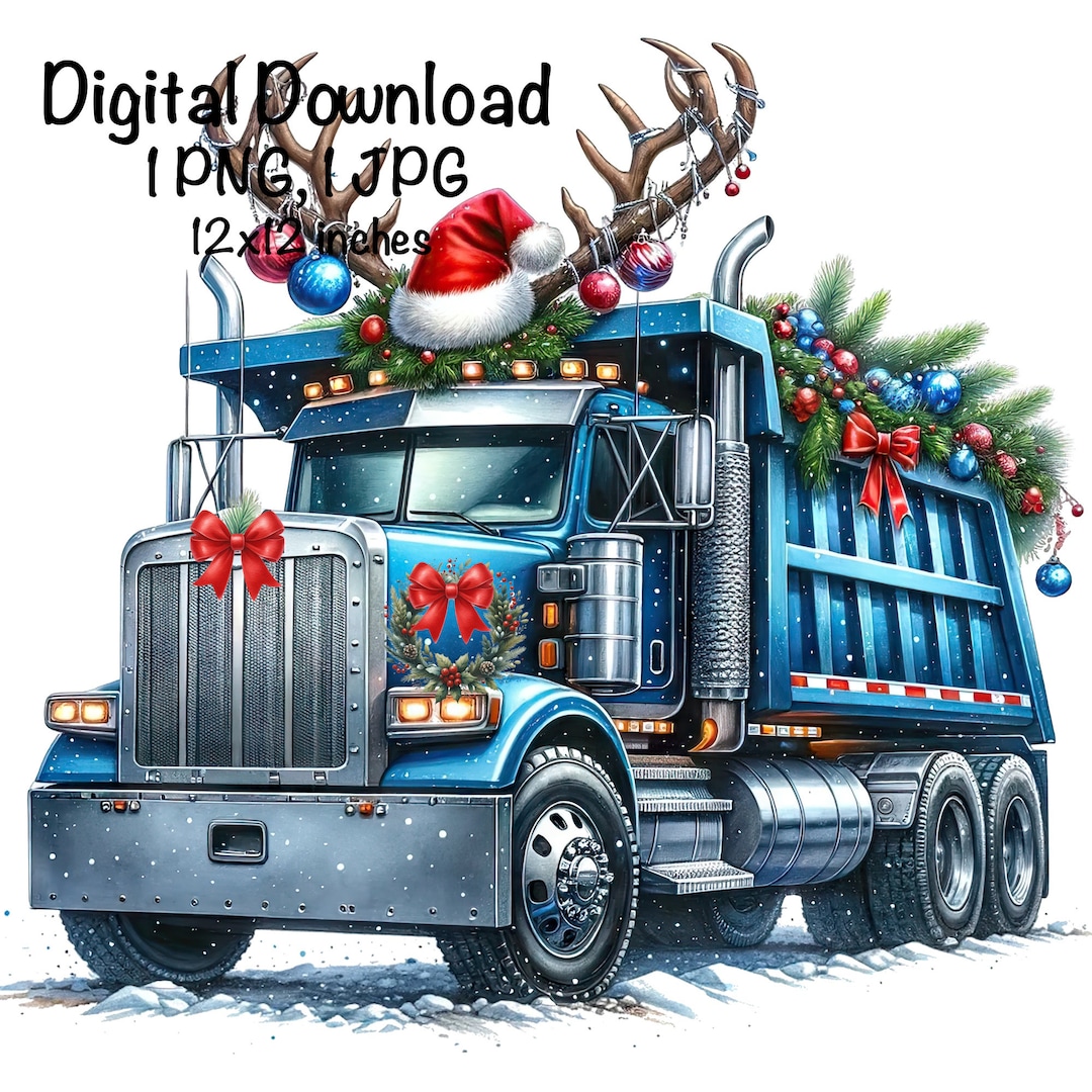 Merry Christmas Dump Truck PNG Watercolor Construction Truck Boys ...