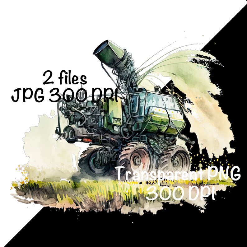 Farm Sprayer Tractor Watercolor Farm Tractor Boys Clipart Wall - Etsy