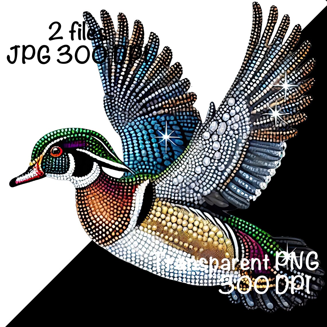 Wood Duck PNG | Rhinestone Wild Duck Sublimation PNG | Sparkling Wood ...