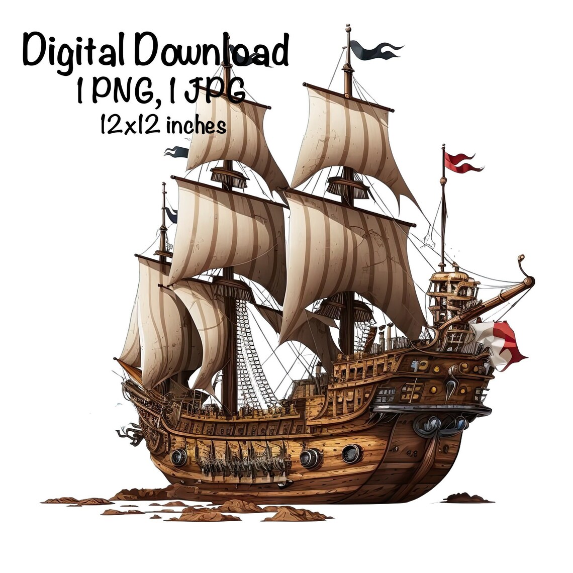 Pirate Ship Clipart Pirate Ship PNG Pirate Digital Clip Art - Etsy