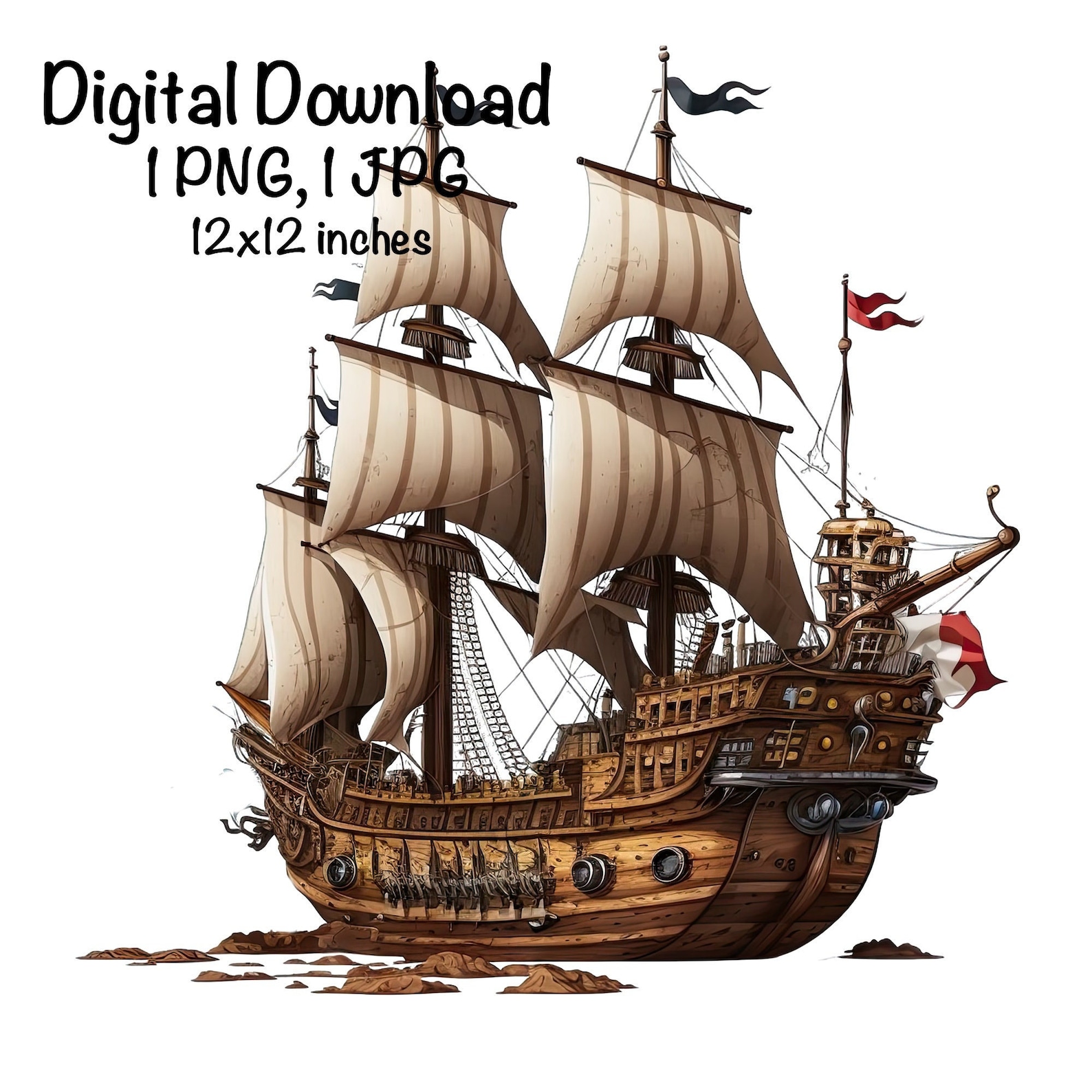 Pirate Ship Clipart Pirate Ship PNG Pirate Digital Clip Art - Etsy