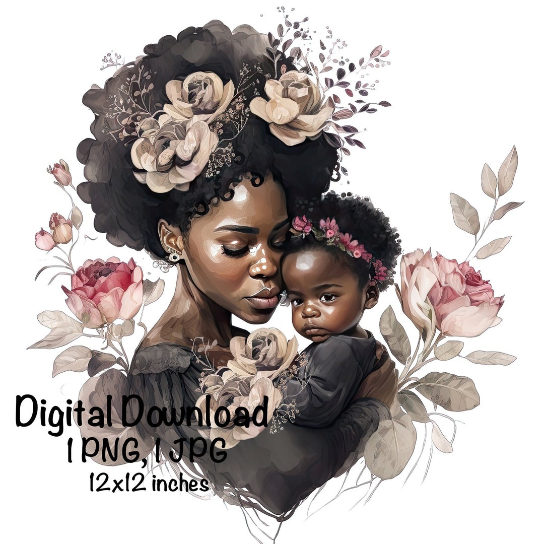 Mothers Day Mom and Baby Clipart Mother's Day Floral PNG Mama and Baby ...