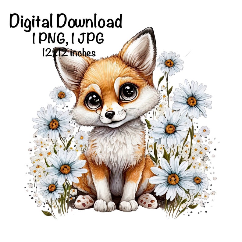 Fox Cute Fox Clipart Forest Animals Fox PNG Fox and Daisy - Etsy