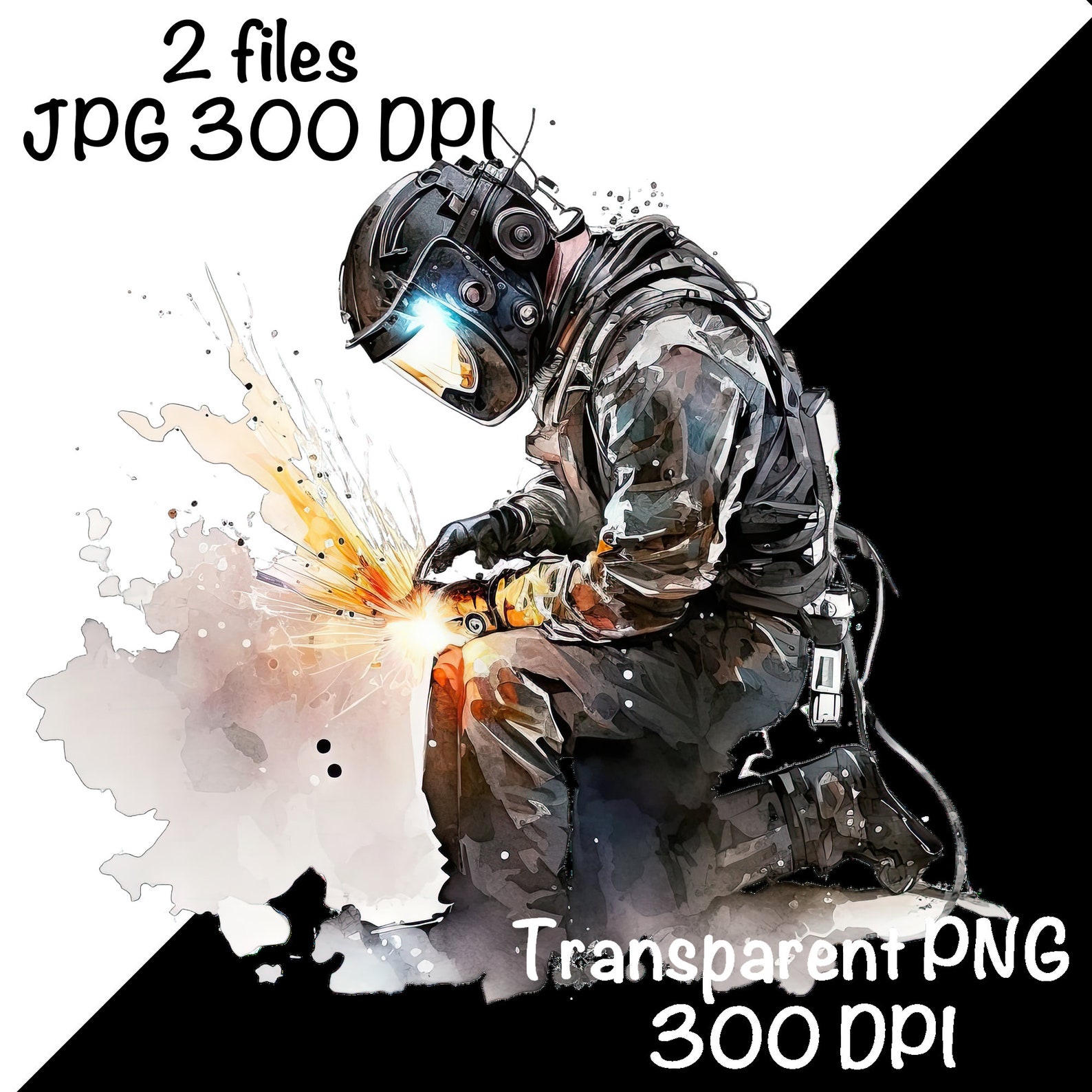 Welder Watercolor Welding Clipart Iron Worker PNG Commercial Use ...