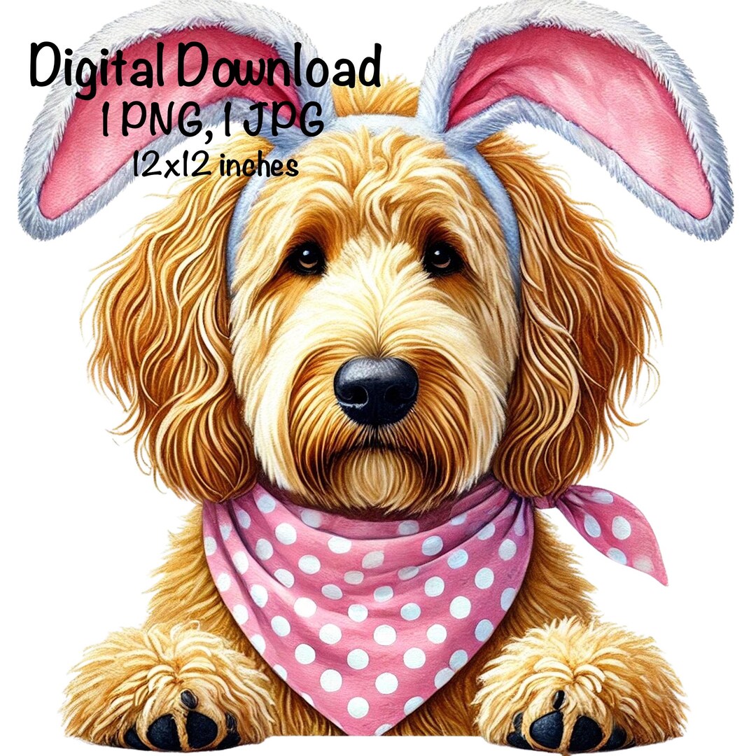 Easter Goldendoodle Puppy PNG Easter Egg Hunt Day Brown Doodle Dog ...