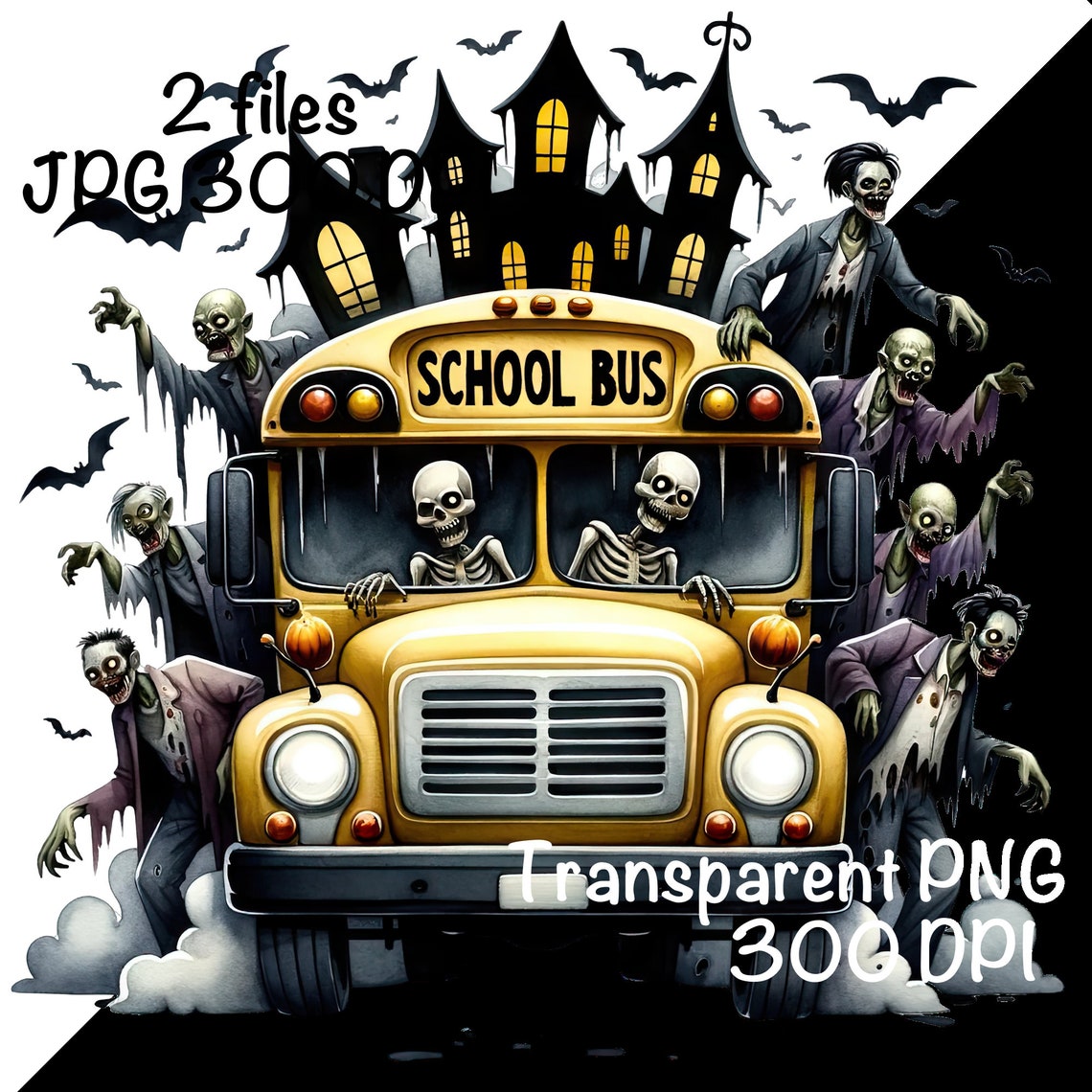 Halloween School Bus PNG Spooky School Bus Driver Vehicle Bus Clipart ...