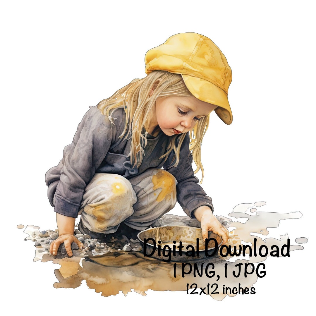 Gold Panning PNG Gold Mining Clipart Outdoor Gold Panning Watercolor ...