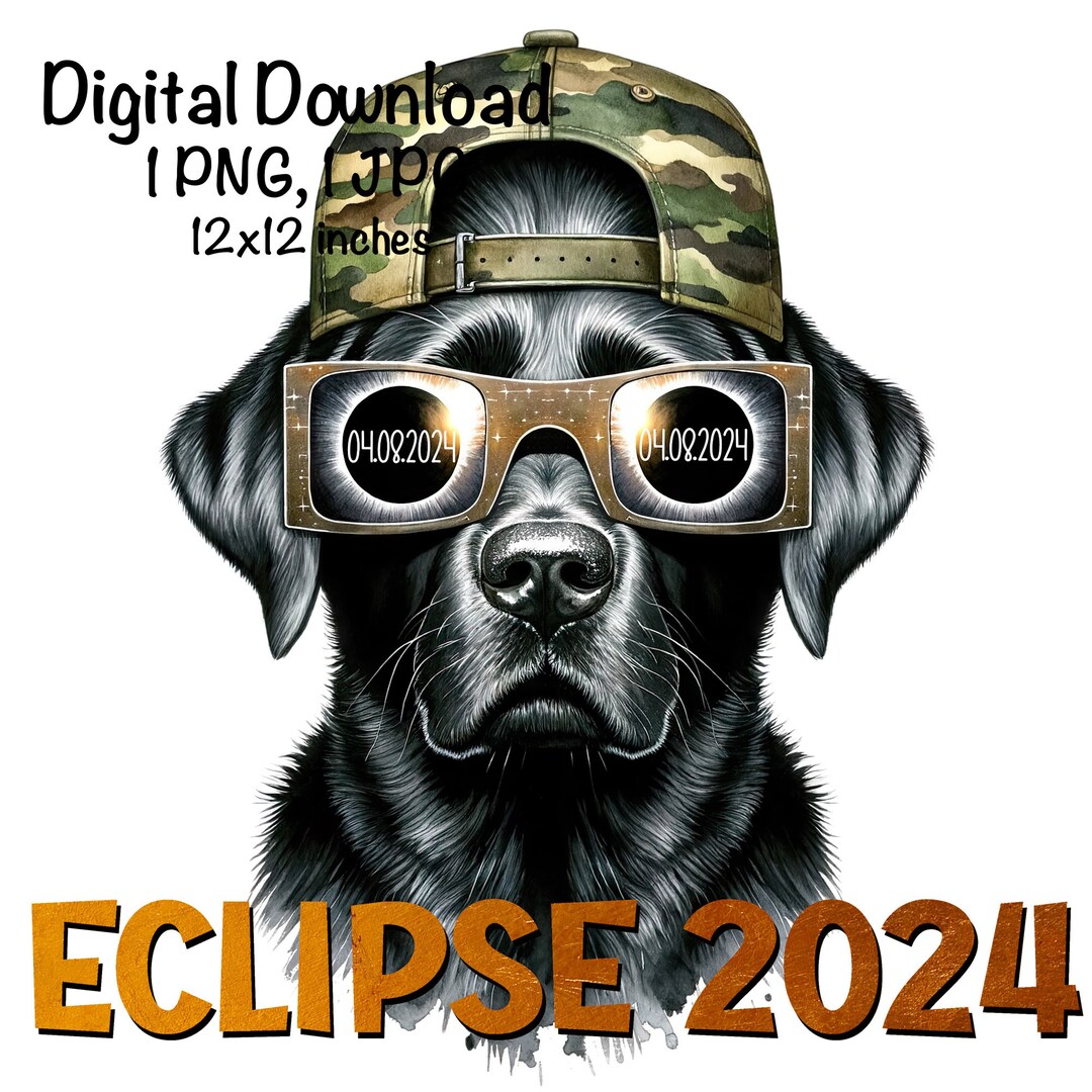 Solar Eclipse Hunting Dog PNG Labrador Dog & Eclipse Glasses PNG Hunter ...