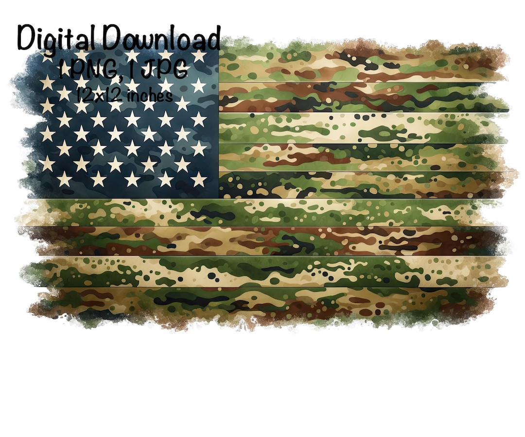 Camo Flag PNG Patriotic USA Camouflage Flag Clipart American Flag ...