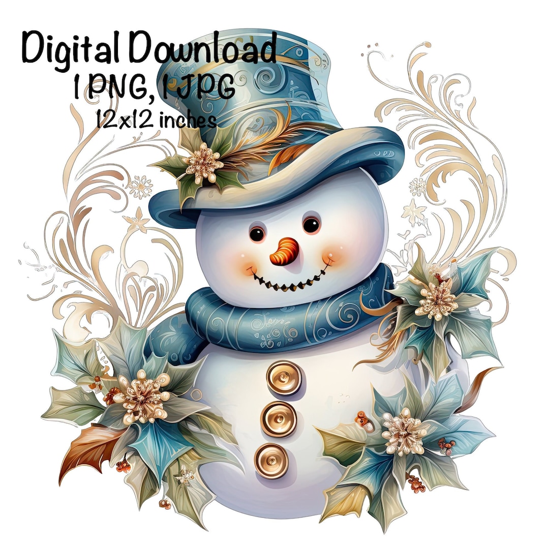 Cute Christmas Snowman PNG, Christmas Sublimation, Commercial Use ...