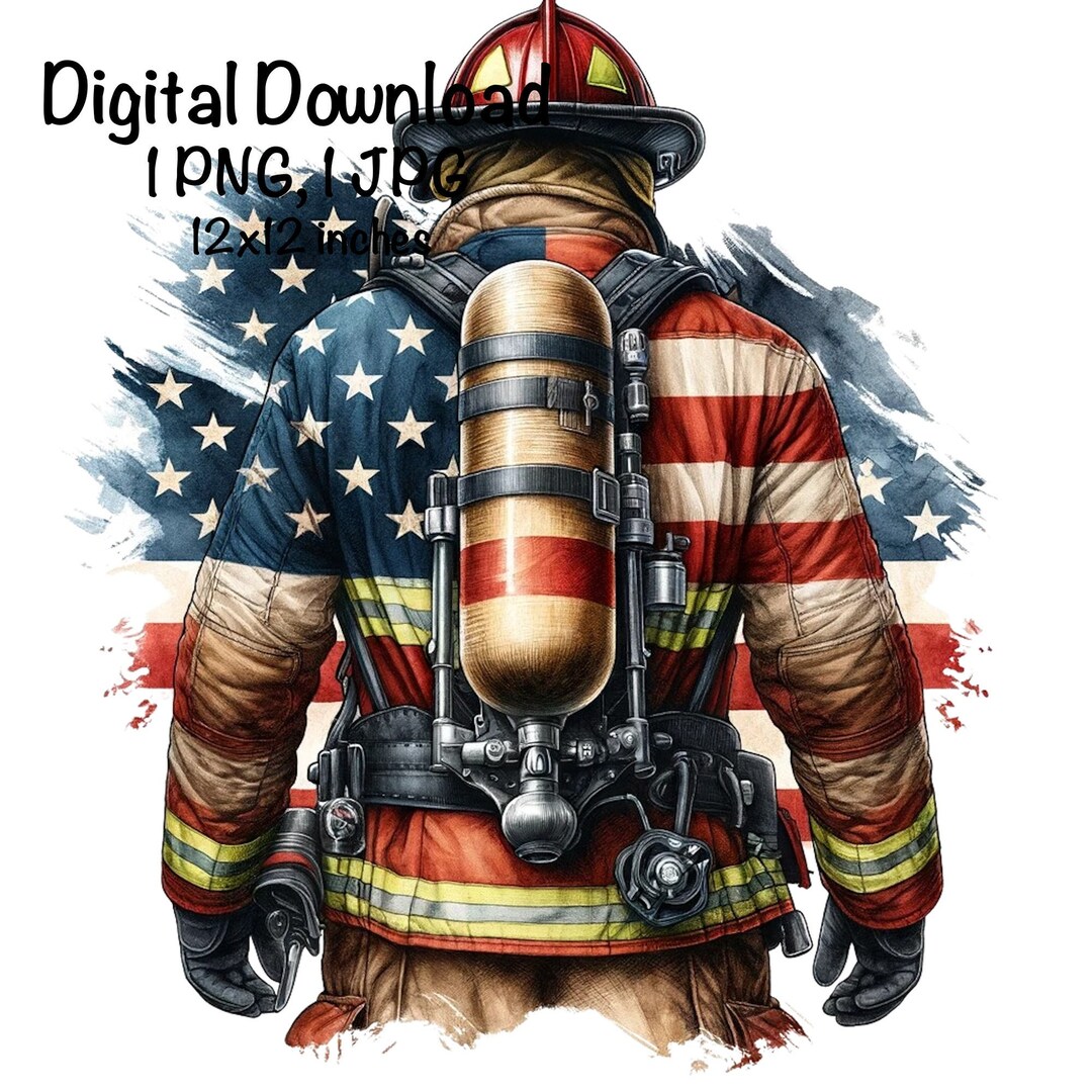 Firefighter Flag PNG Patriotic USA Fireman Flag Clipart American First ...