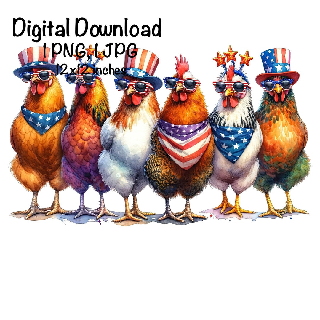 July 4th Farm Chickens PNG | Farm Hen USA Chickens | Fourth of July ...