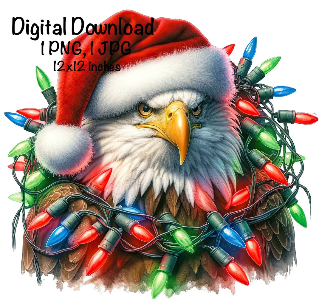 Christmas Eagle PNG, Santa Eagle PNG Sublimation, Bald Eagle & Santa ...