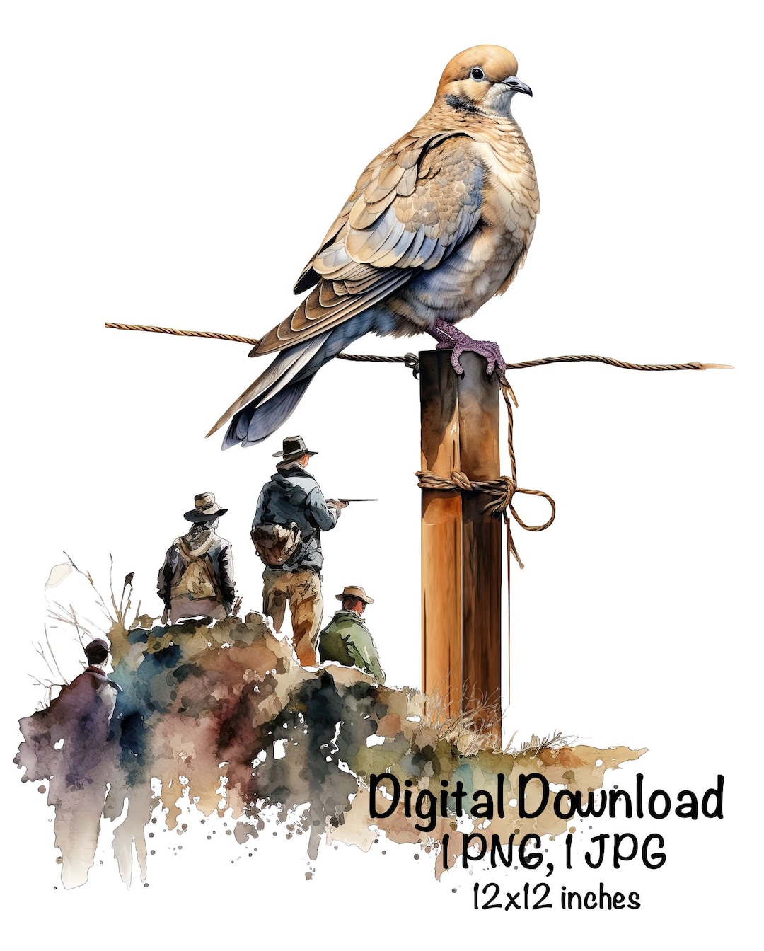 Dove Hunting Watercolor Clipart Dove Hunters PNG Commercial Use Hunting ...