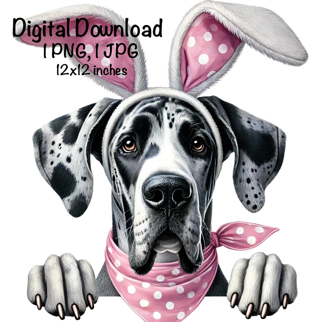Easter Great Dane Dog PNG Easter Egg Hunt Day Harlequin Great Dane ...