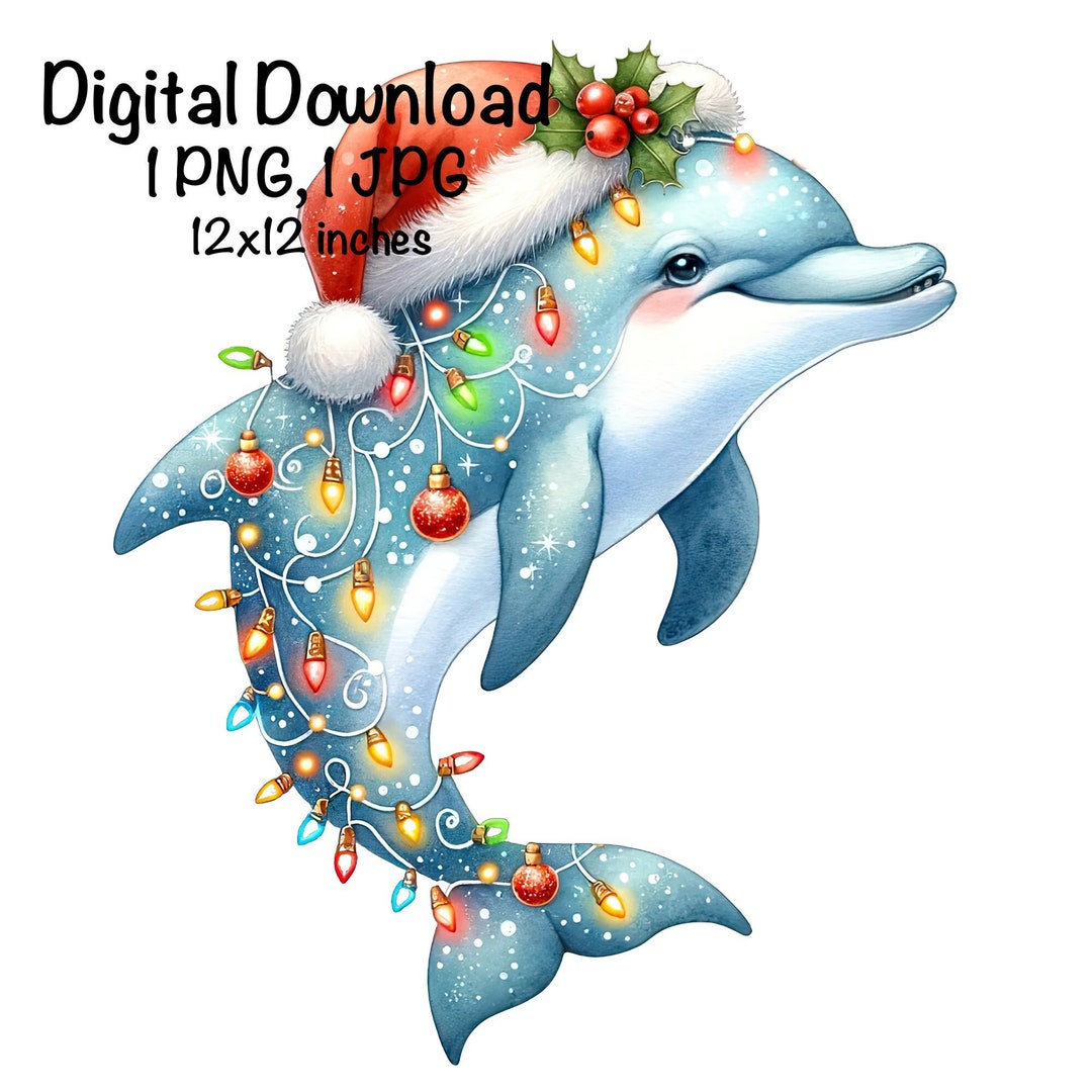Dolphin PNG, Christmas Sea Dolphin Clipart, Ocean Animals Reindeer ...