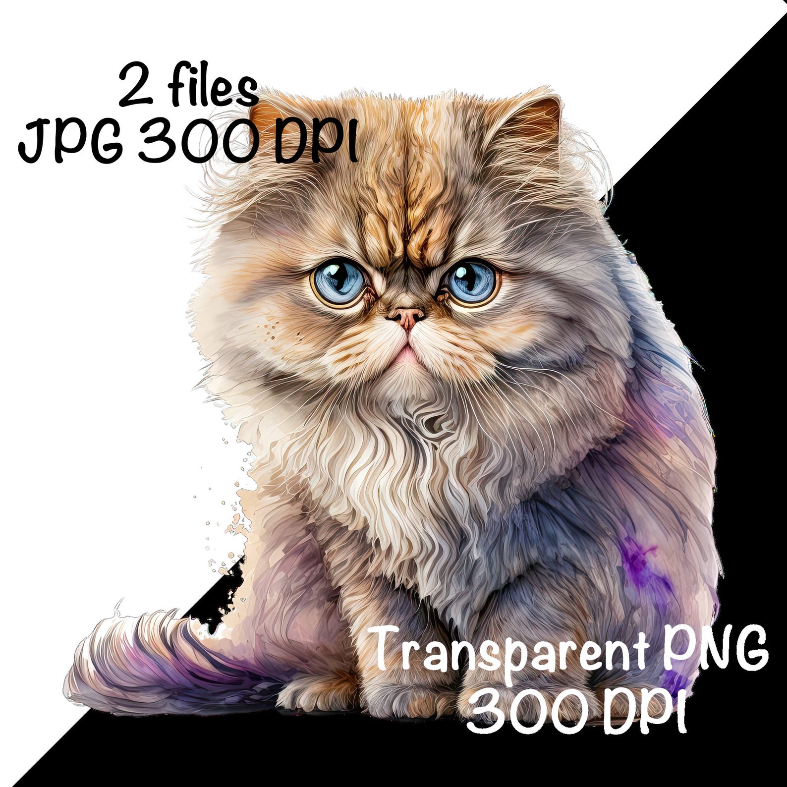 Cute Persian Cat Watercolor Cute Cat Clipart Adorable - Etsy