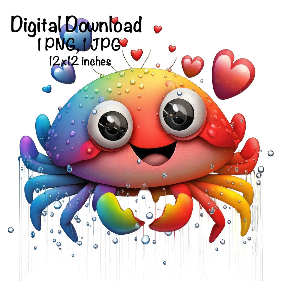 Crab PNG, Cute Sea Crab Clipart, Ocean Animals Rainbow Crab PNG, Crab ...
