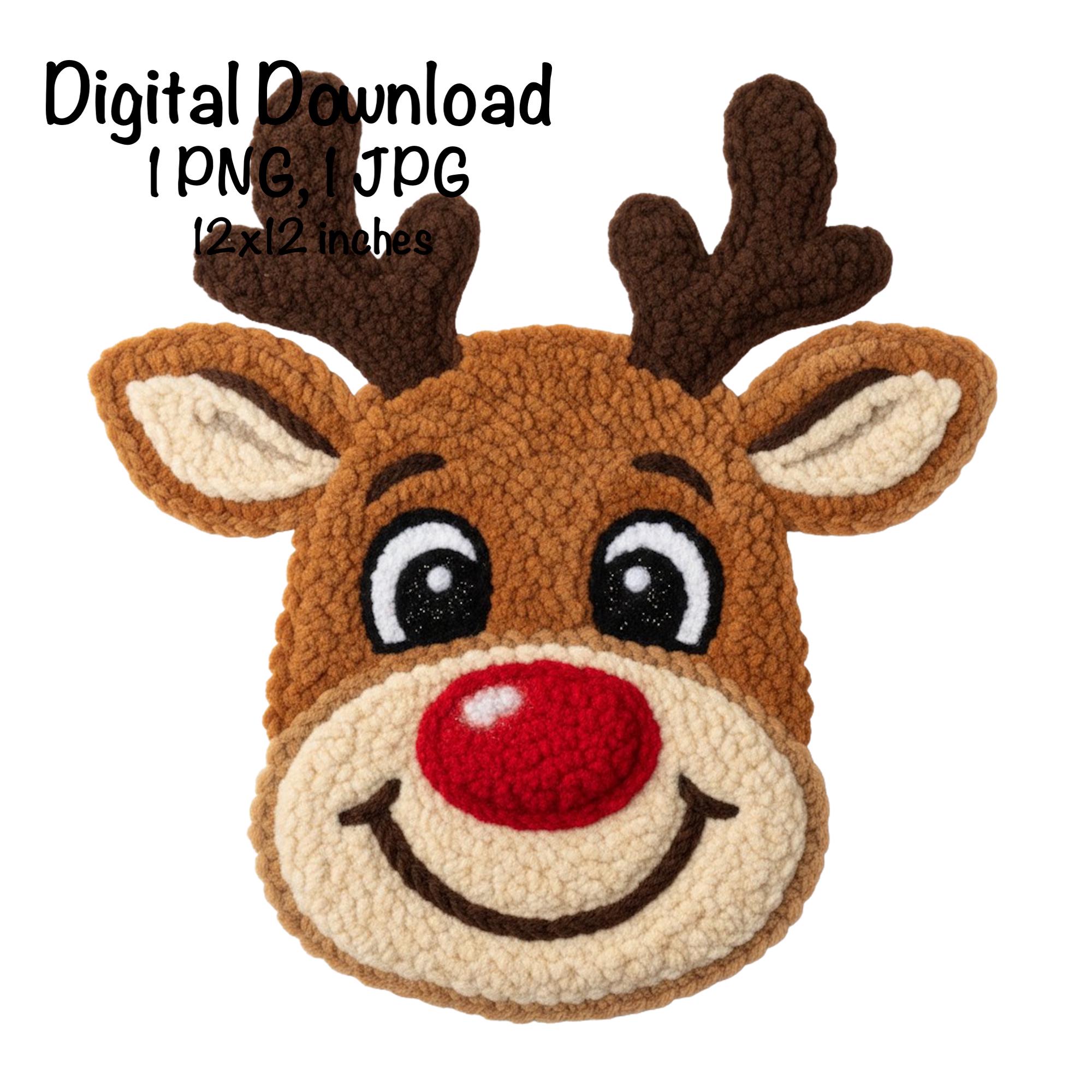 Reindeer Punch Needle Embroidery PNG, Winter Reindeer PNG, Trendy Faux ...