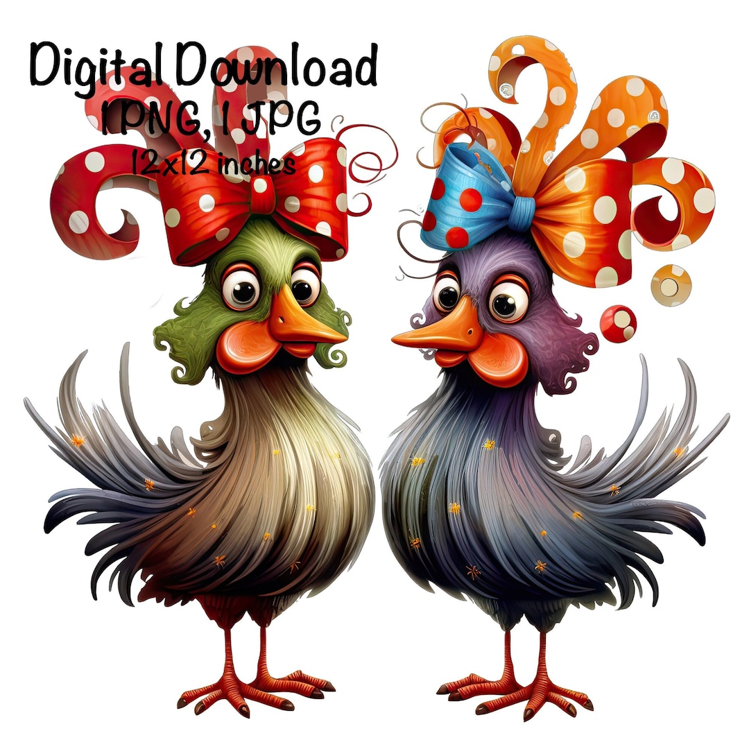 Funny Chicken PNG, Cute Chicken PNG Sublimation, Two Crazy Chickens Png ...