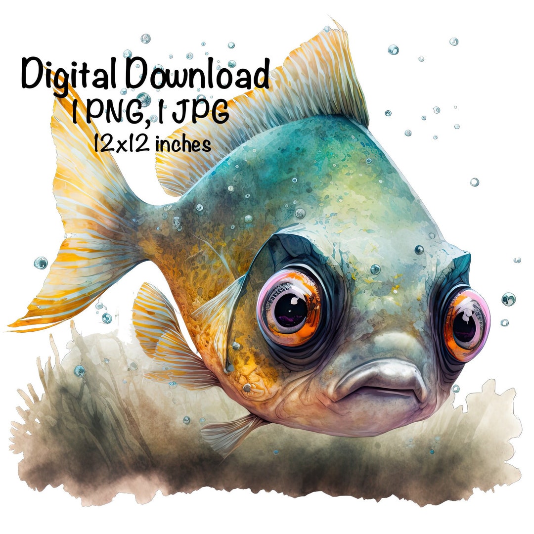 Piranha Fish Watercolor Freshwater Fish Clipart Piraña Fish Swimming ...