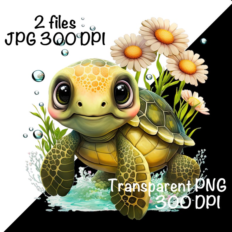 Sea Turtle Cute Sea Turtle Clipart Ocean Animals Sea Turtle - Etsy