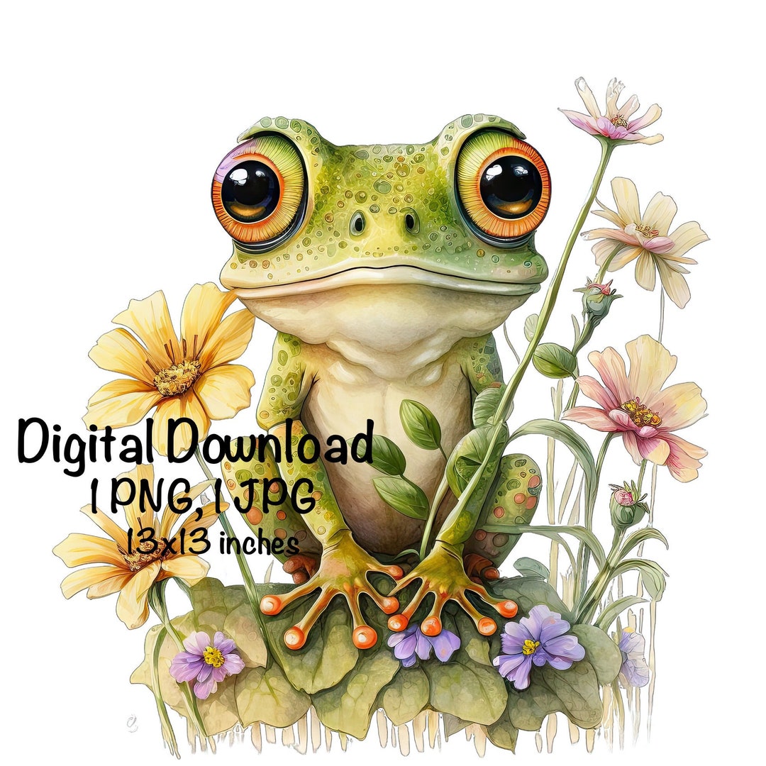 Frog, Cute Frog Clipart, Woods Forest Animals Frog PNG, Frog Daisy ...