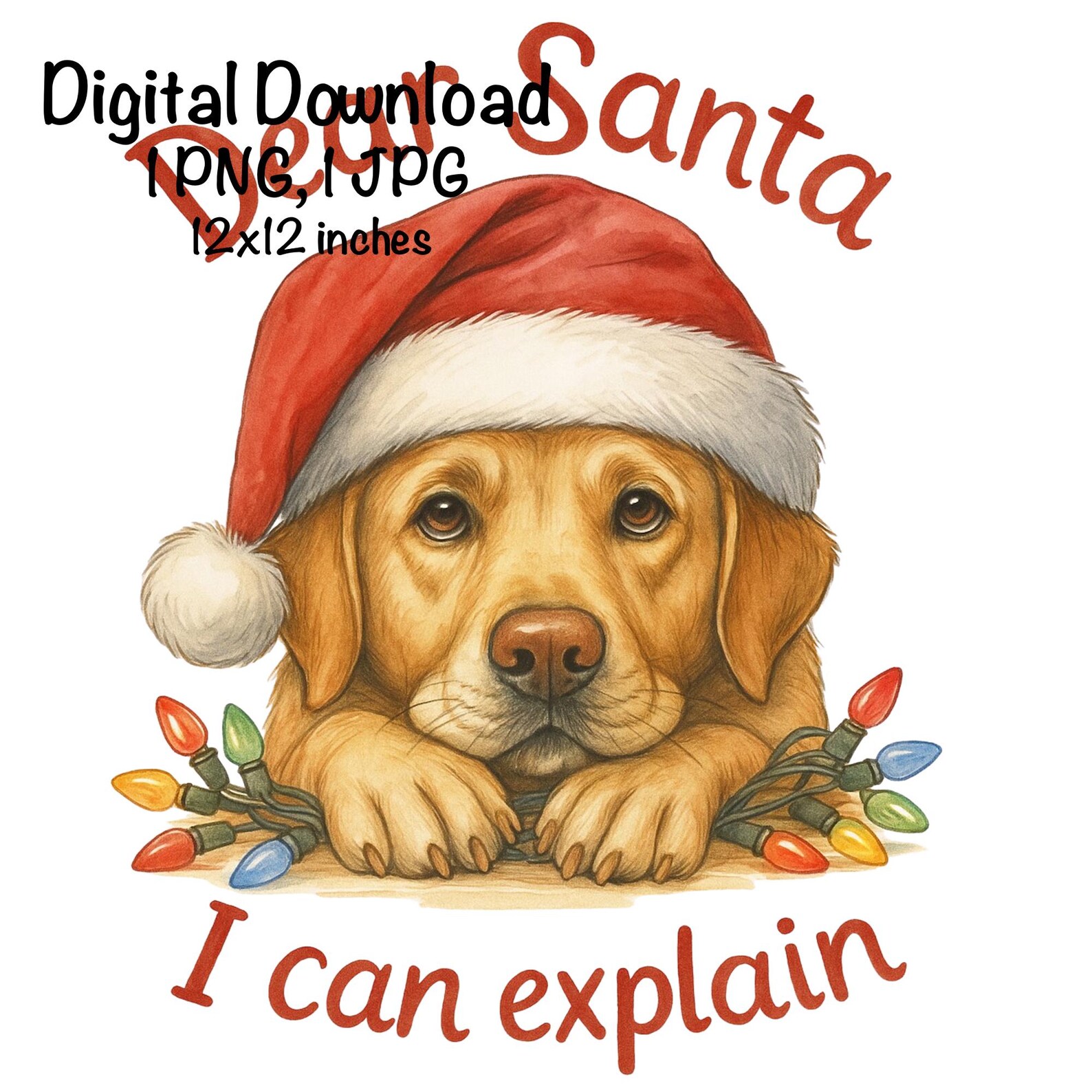 Christmas Labrador PNG Christmas Lights Santa Yellow Santa Labrador ...